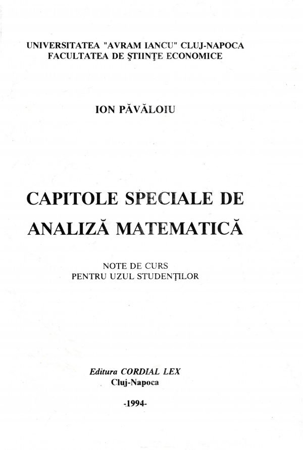 Special chapters of mathematical analysis